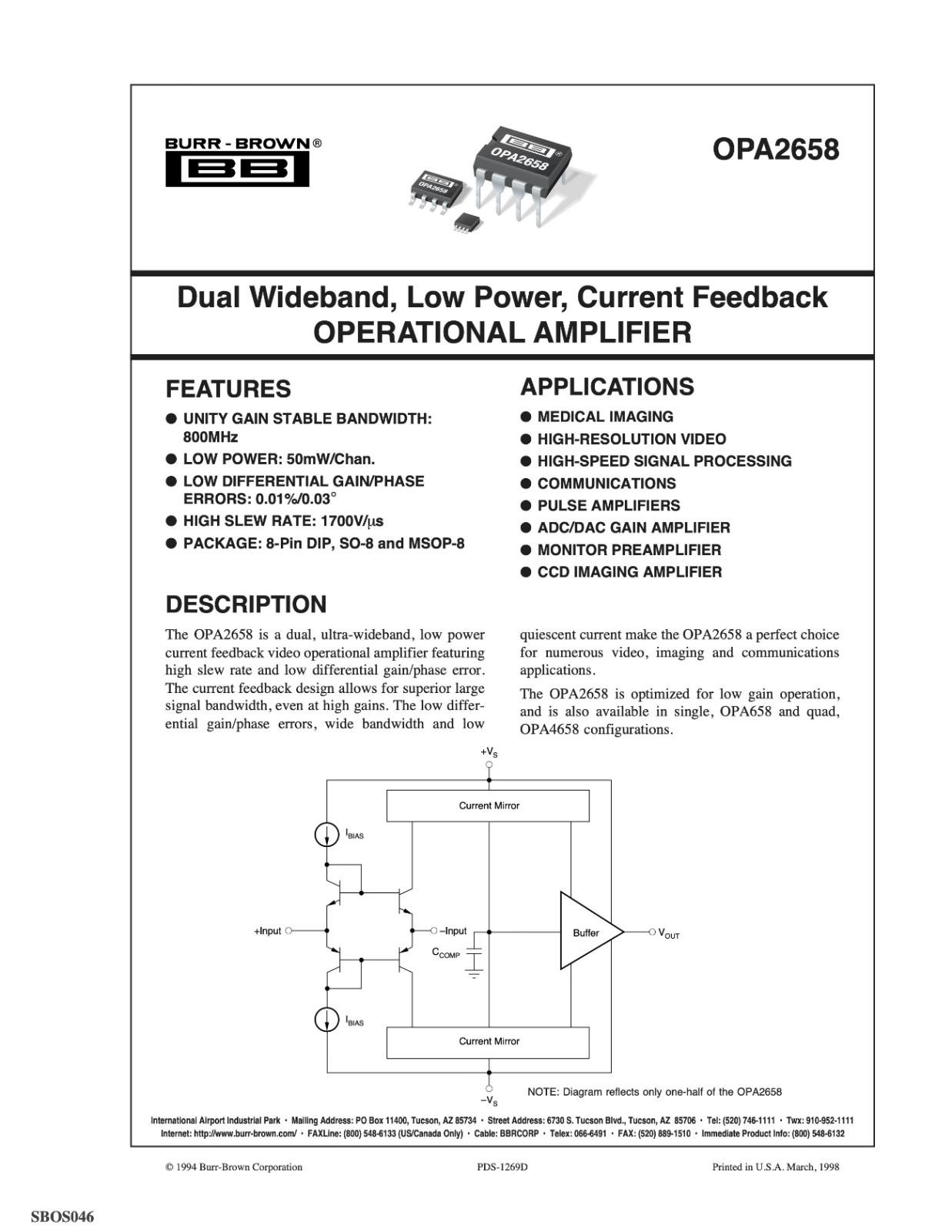 Burr Brown オペアンプ デュアル 2回路 DUAL Operational Amplifier OPA2658U | カテゴリ別,部品,半導体製品,信号部品,アンプIC ...