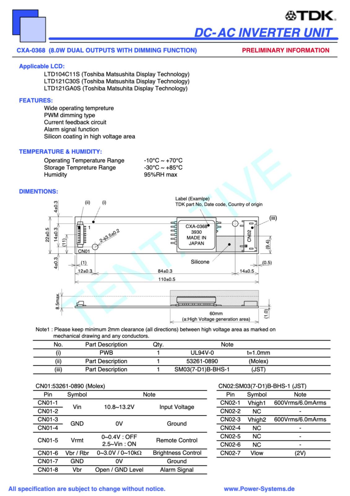 TDK LAMBDA DC - AC インバータ 12V - INPUT CXA-0368 | カテゴリ別,部品,半導体製品,信号部品,信号変換器 | Buhieen.com
