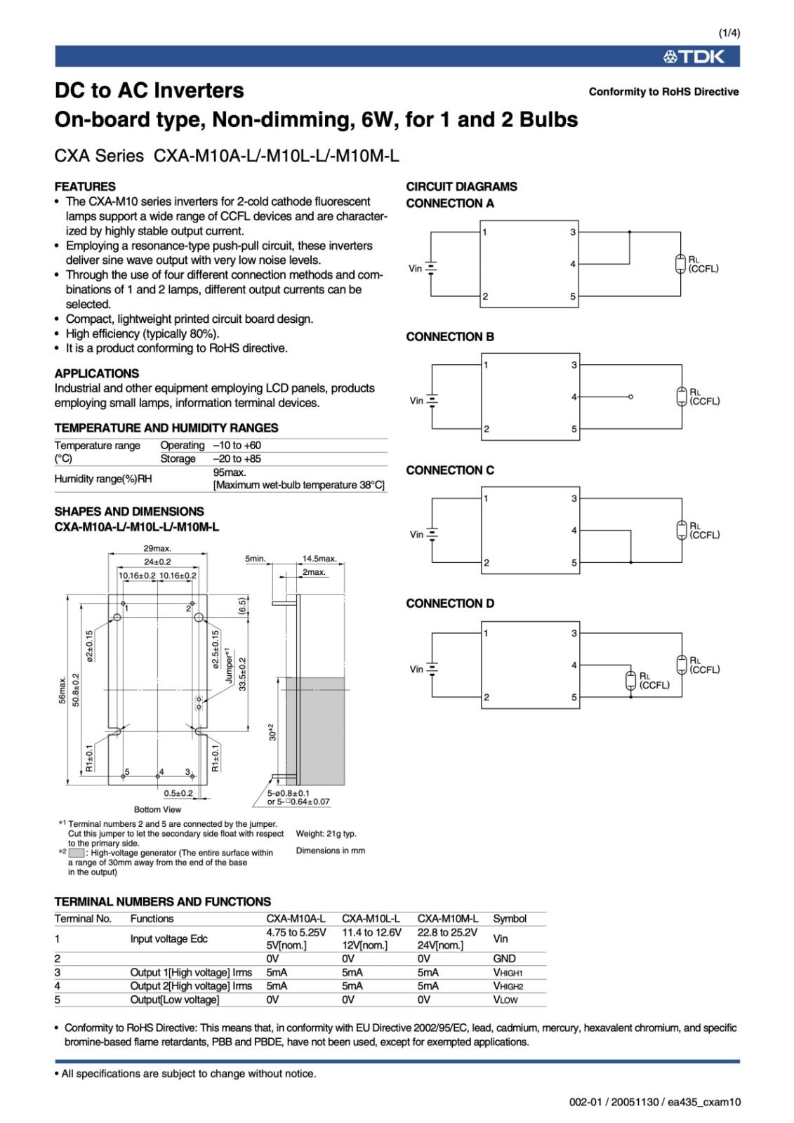 TDK LAMBDA DC to AC Inverters インバータ 24V 入力 1200V 出力 CXA-M10M-L | カテゴリ別,部品,半導体製品,信号部品,信号変換器 ...
