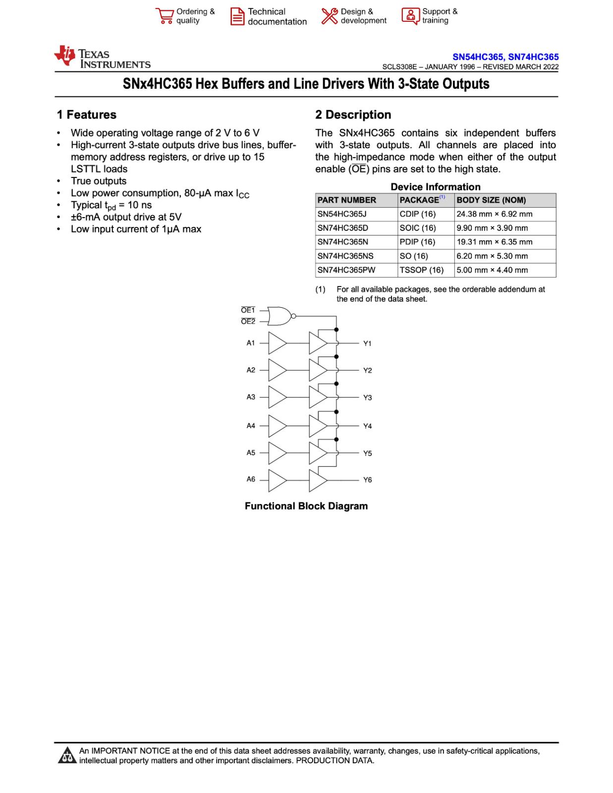 Texas Instruments Hex Buffers and Line Drivers SN74HC365N (5個セット ...