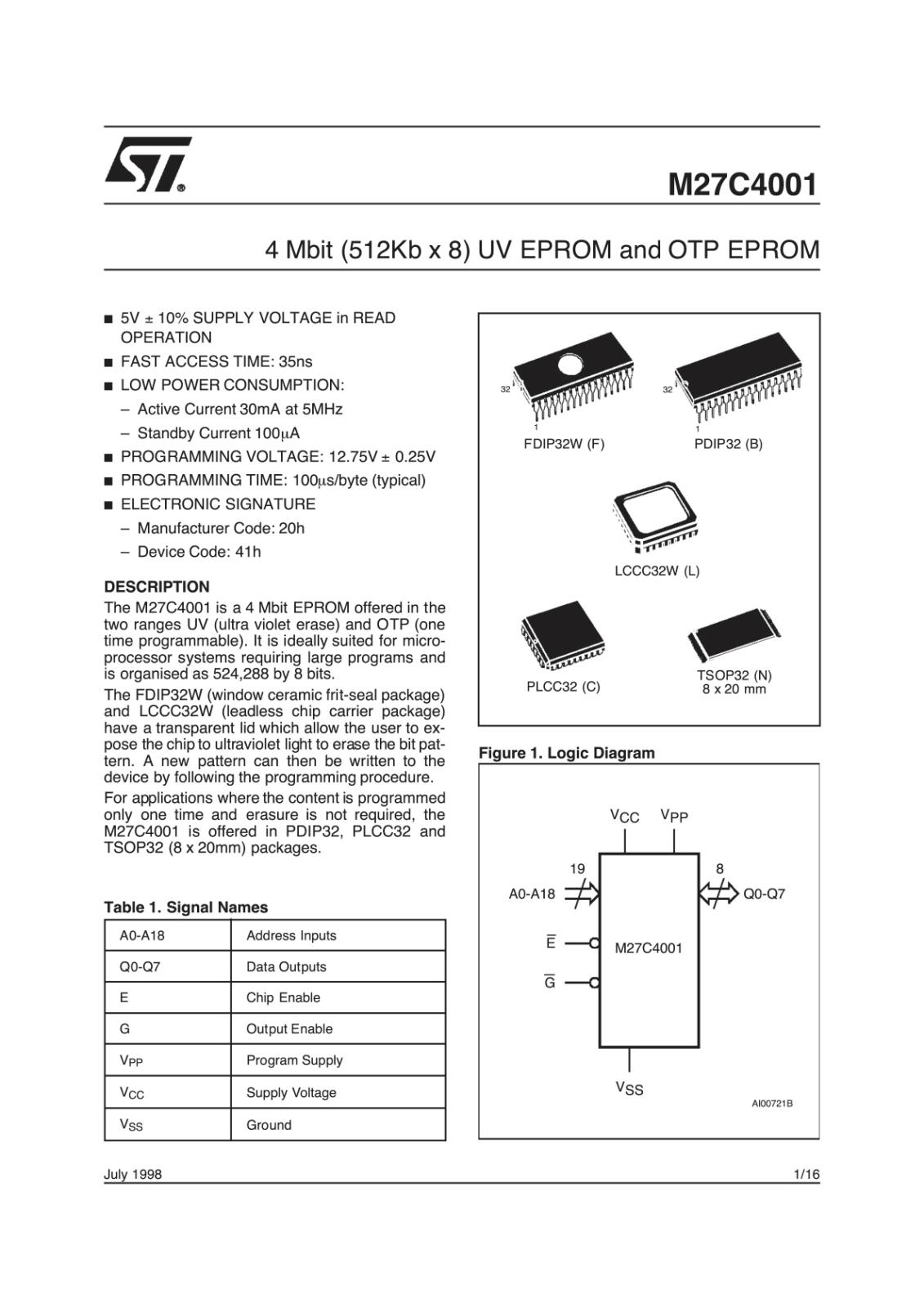 STMicroelectronics UV EPROM 4M M27C4001-80XF1 | カテゴリ別,部品,半導体製品,デジタルシグナルプロセッサ | Buhieen.com