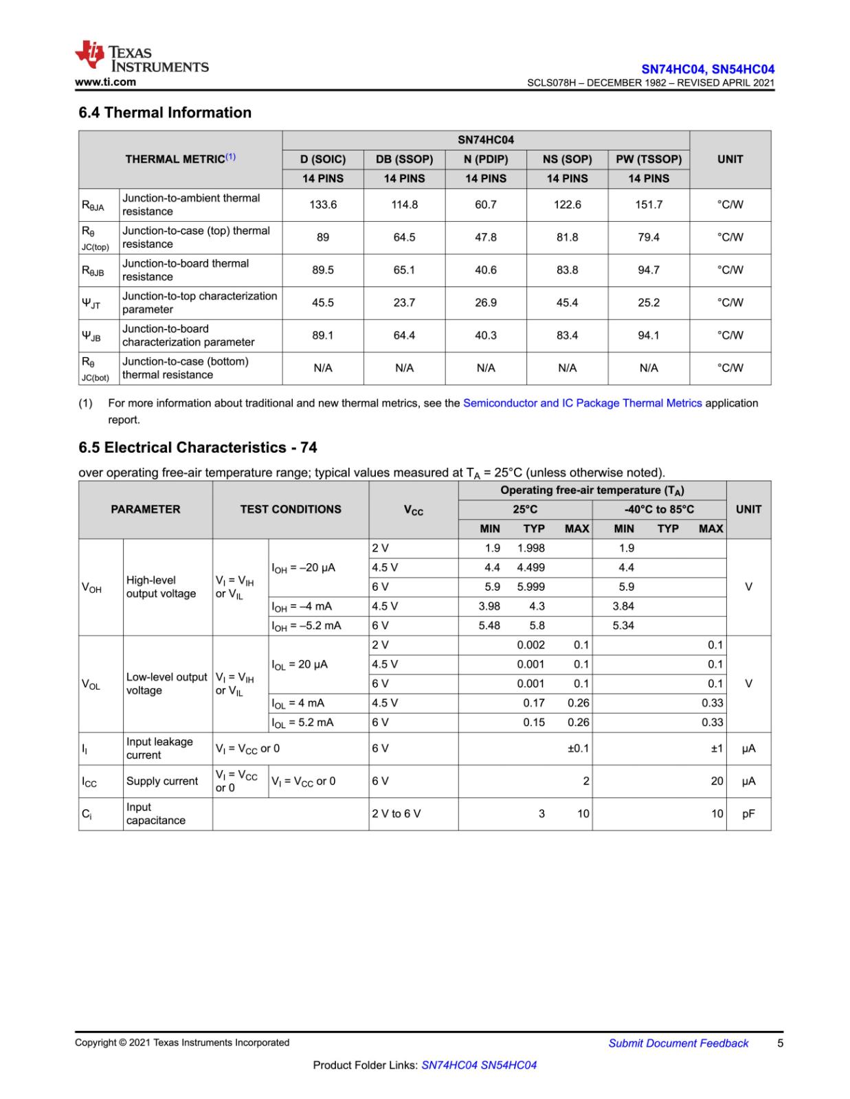 Texas Instruments ロジックIC Hex Inverters SN74HC04N (5個セット) | カテゴリ別,部品,半導体 ...