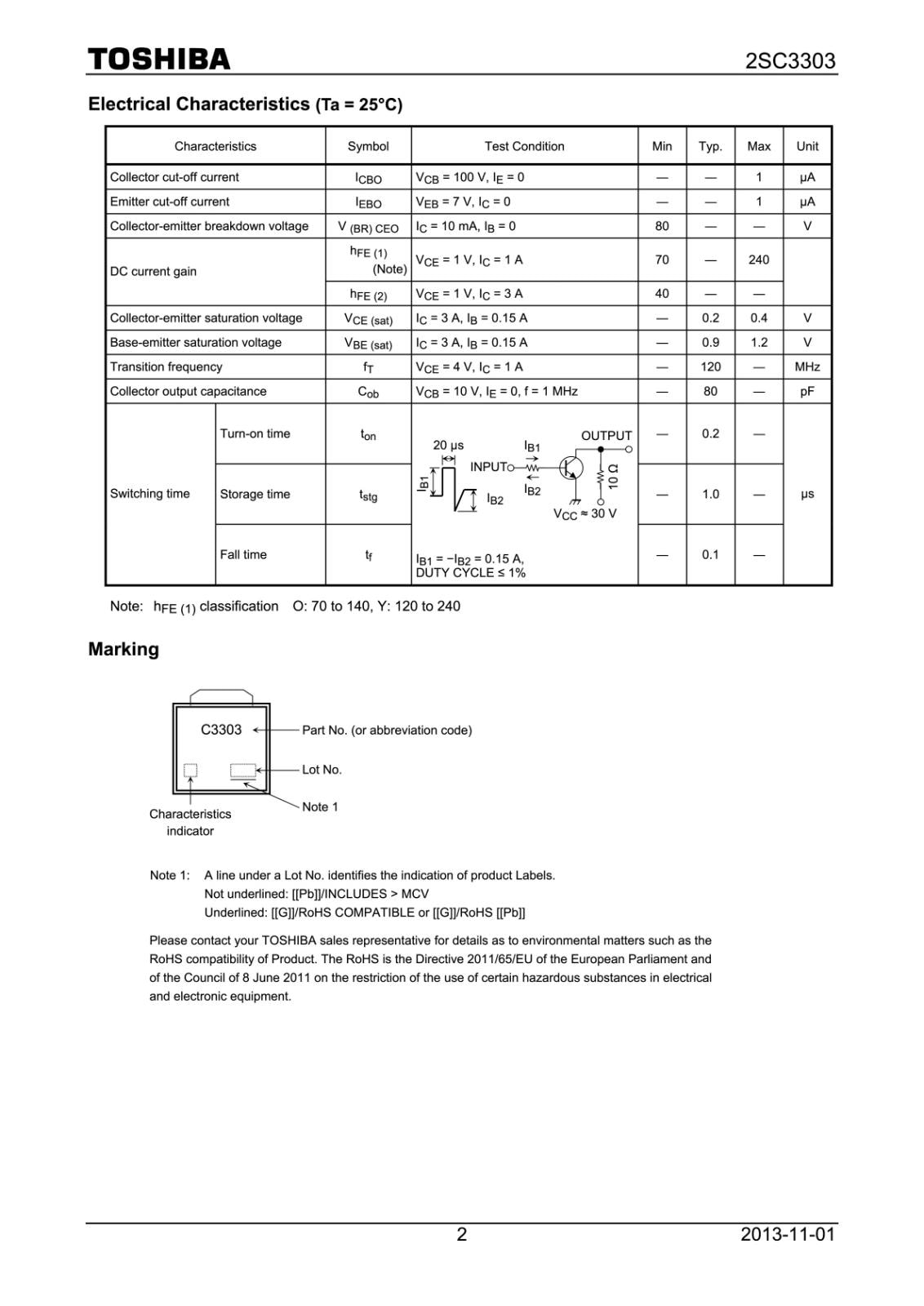 TOSHIBA シリコン NPN トランジスタ 100V 5A 2SC3303-Y (5個セット) | カテゴリ別,部品,半導体製品 ...