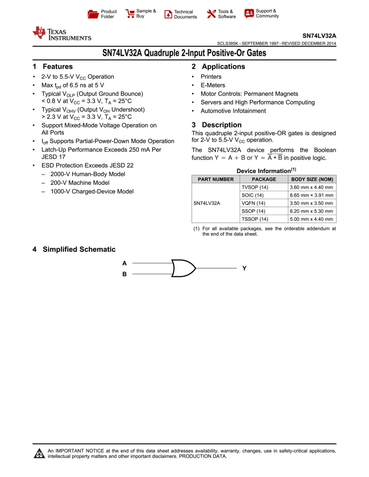 Texas Instruments SMD 面実装 ロジックIC Quadruple 2-Input Positive-Or Gates ...