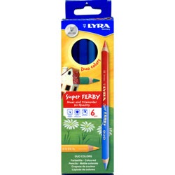 軽いなめらかな書き心地のデュオタイプ！ LYRA スーパーファルビー（軸カラー）三角軸色鉛筆デュオ6本12色｜【文具の森】通販サイト