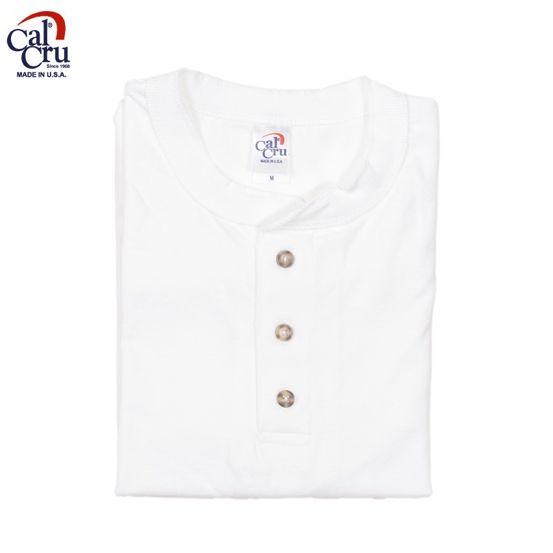 【RESTOCK】CAL CRU [カルクルー] - 7.2oz COTTON HENLEY T-SHIRT - WHITE | MADE ...