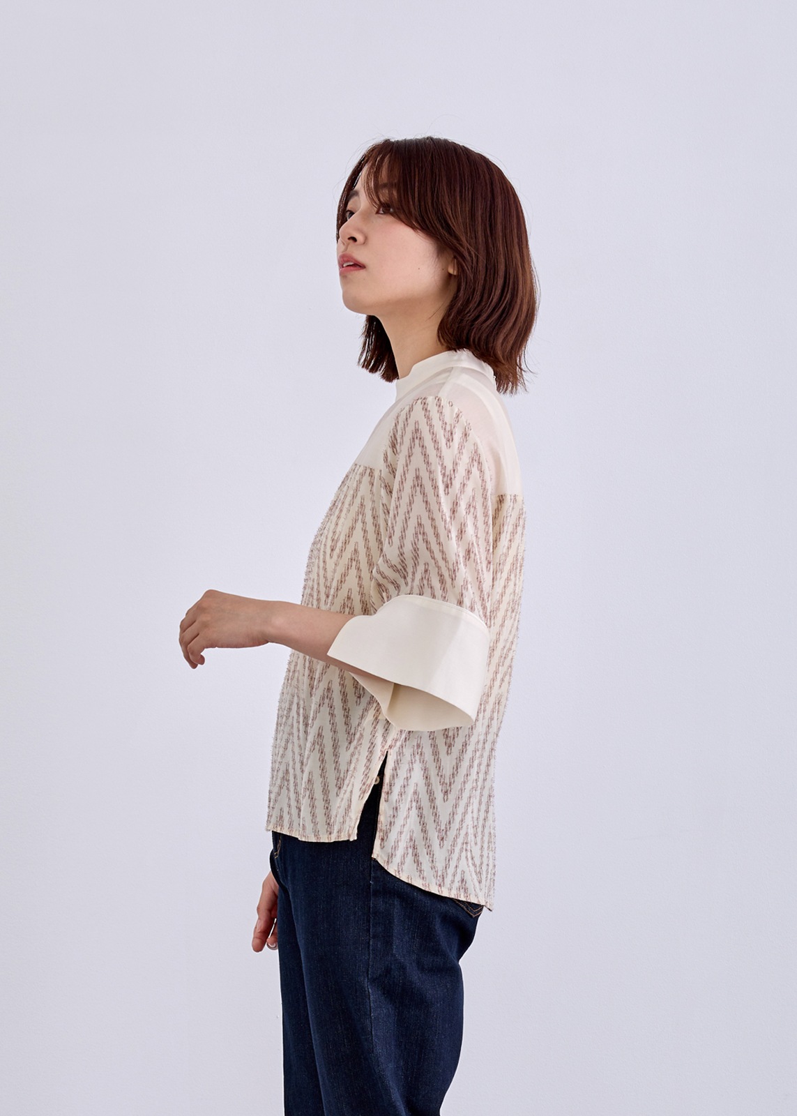 【neuf cent neuf】シェブロンフォイルカットジャカード ブラウス | ALL | Cour Carre an ONLINE STORE