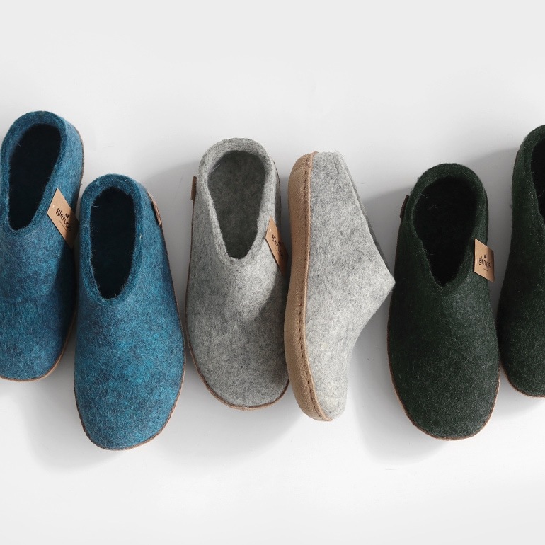 glerups グレーラップ｜SLIP-ON WITH LEATHER SOLE (ルームシューズ