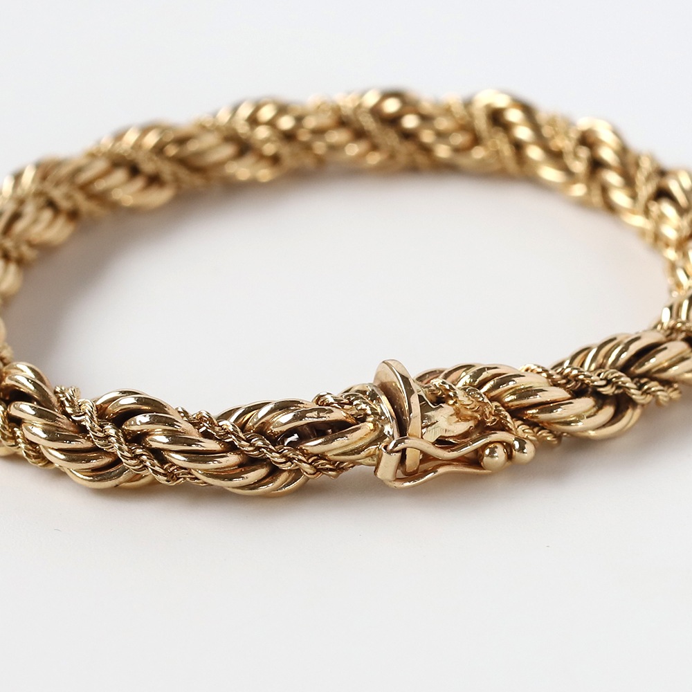 【1970s】TIFFANY&Co. 14k Gold Twist Rope Chain Bracelet | VINTAGE | MATILDE