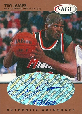 ティム・ジェームス NBAカード Tim James 1999 Sage Autographs Bronze ｜カードファナティック公式通販