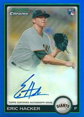 エリック・ハッカー MLBカード Eric Hacker 2010 Bowman Chrome Rookie Autographs Blue ...