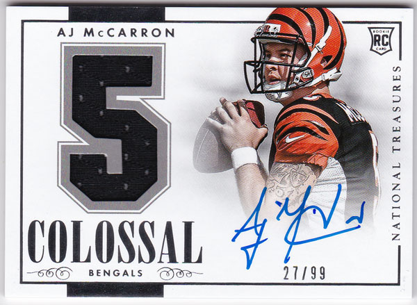 A.J. マカロン 2014 National Treasures Rookie Colossal Number Jersey Auto 27 ...