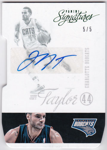 ジェフリー・テイラー 2012/13 Panini Signatures Die Cut Auto Green 5/5 Jeff Taylor ...