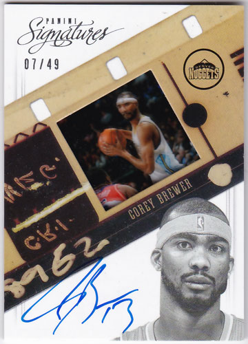 コーリー・ブリューワー 2012/13 Panini Signatures Film Auto 07/49 Corey Brewer ｜カード ...