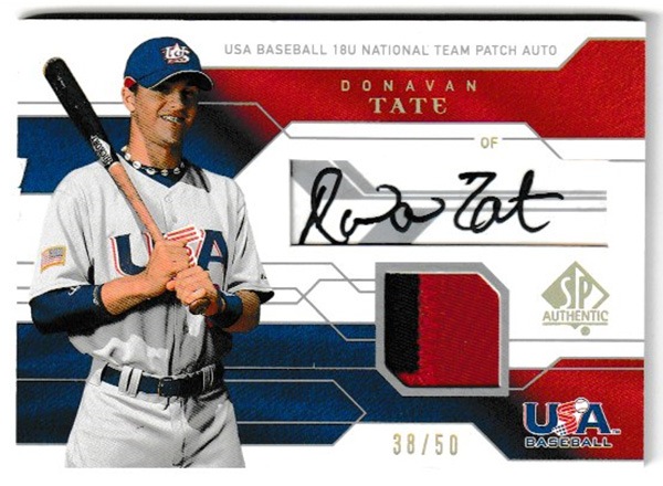 Donavan Tate 2008 SP Authentic USA Junior National Team Patch ...