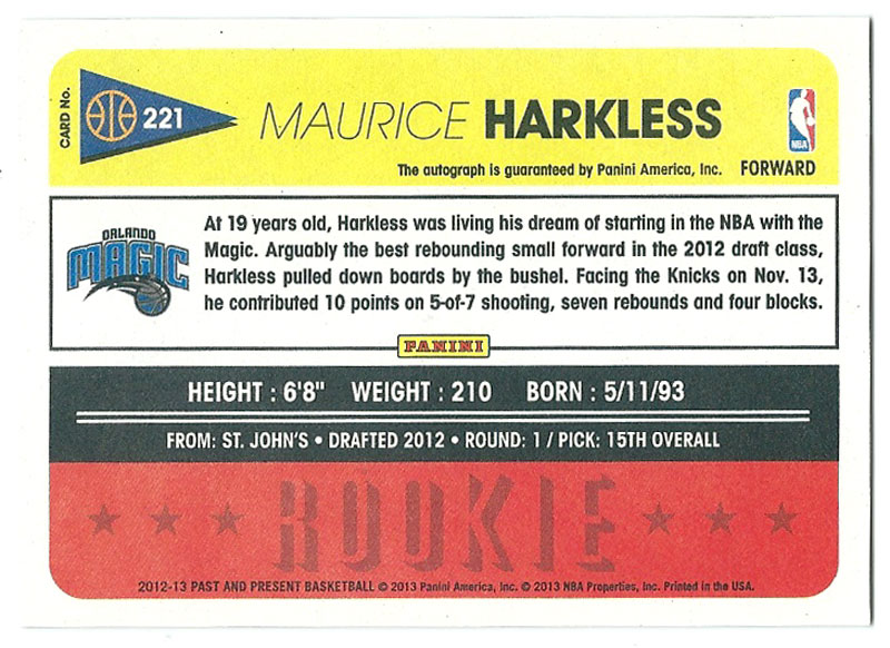 モーリス・ハークレス 2012-13 Panini Past & Present Signatures Rookie Maurice ...