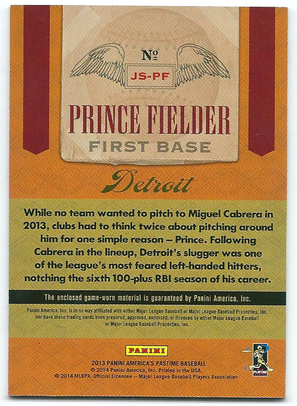 プリンス・フィルダー 2013 America's Pastime Jumbo Swatches Prince Fielder 013/125 ...