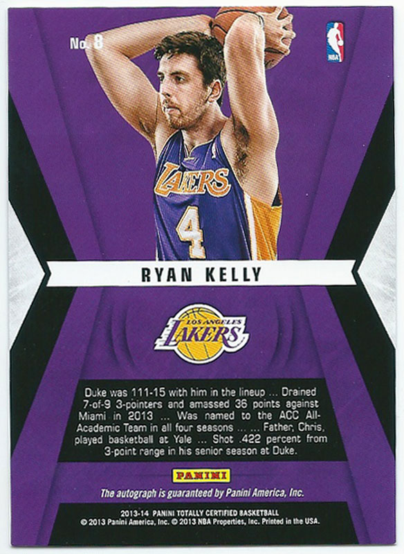 ライアン・ケリー 2013-14 Panini Totally Certified Rookie Roll Call Ryan Kelly ...