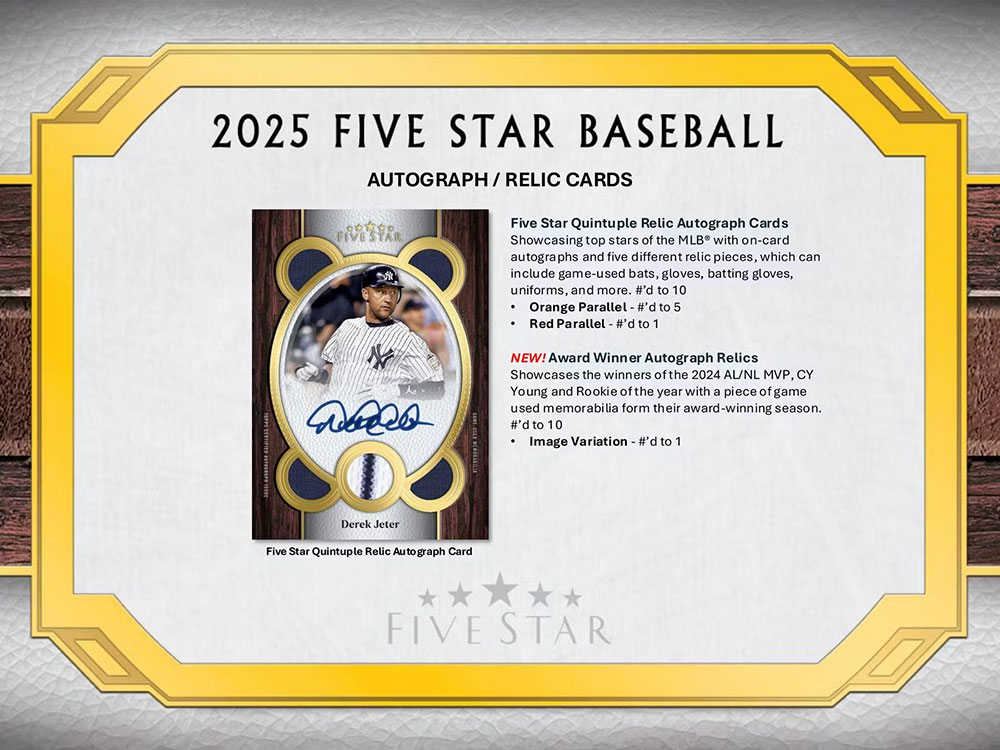 MLB 2025 Topps Five Star Baseball Box 1/7入荷！！ ｜カードファナティック公式通販