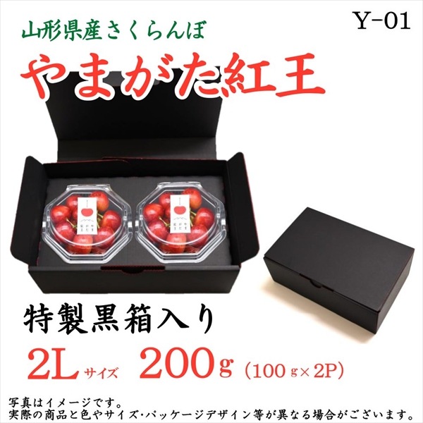 【Y-01】やまがた紅王 200g（ダイヤパック100g×2P）化粧箱入 秀2Lサイズ | さくらんぼ | チェリーランドさがえ ONLINE SHOP