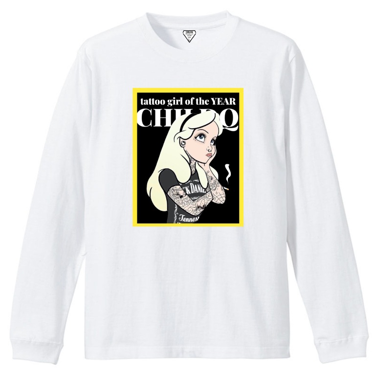 Pop Art Girl N.o3 White T-shirt | Long T-Shirt -ロンT-