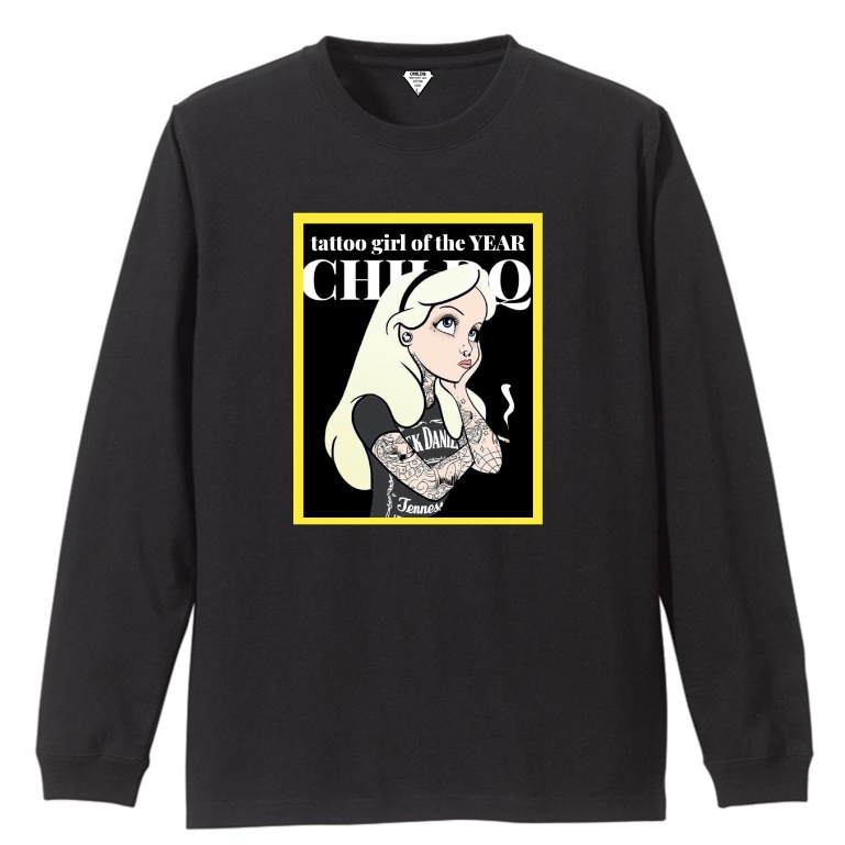 Pop Art Girl N.o3 Black T-shirt | Long T-Shirt -ロンT-