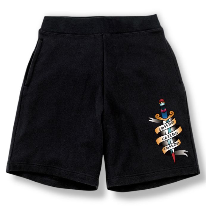 Old tattoo sword half pants Black | Pants-パンツ-