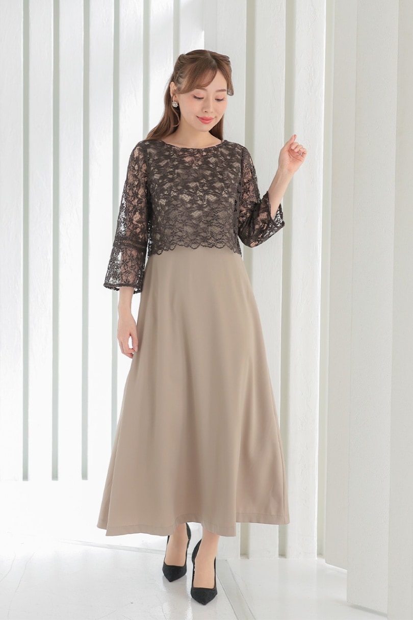 ボレロセット2WAY Aラインドレス ブラウン｜結婚式のパーティードレスならレンタルドレスClassy