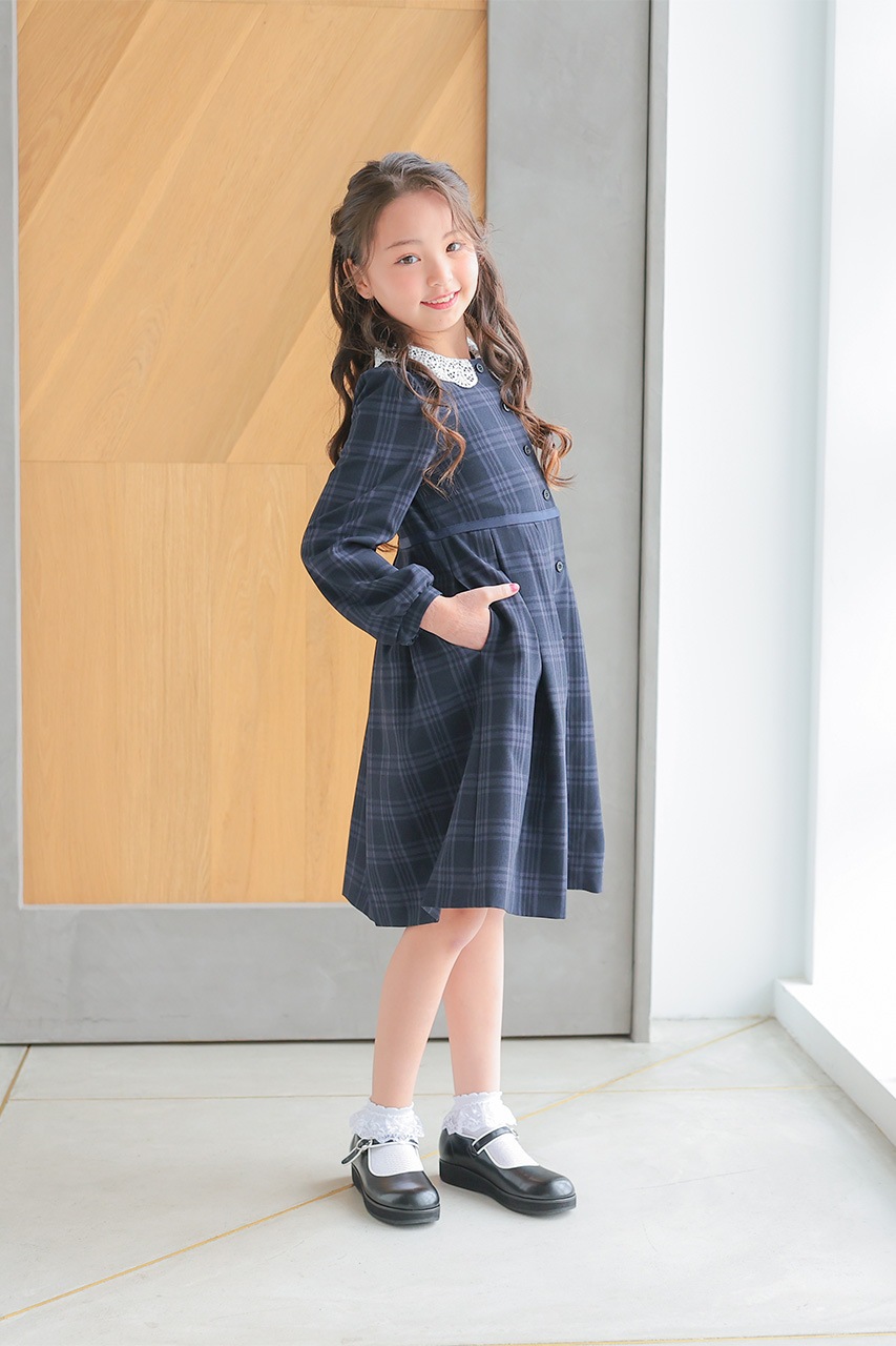 Girls 2WAY襟チェックワンピース 120cm|結婚式のパーティードレスならレンタルドレスClassy