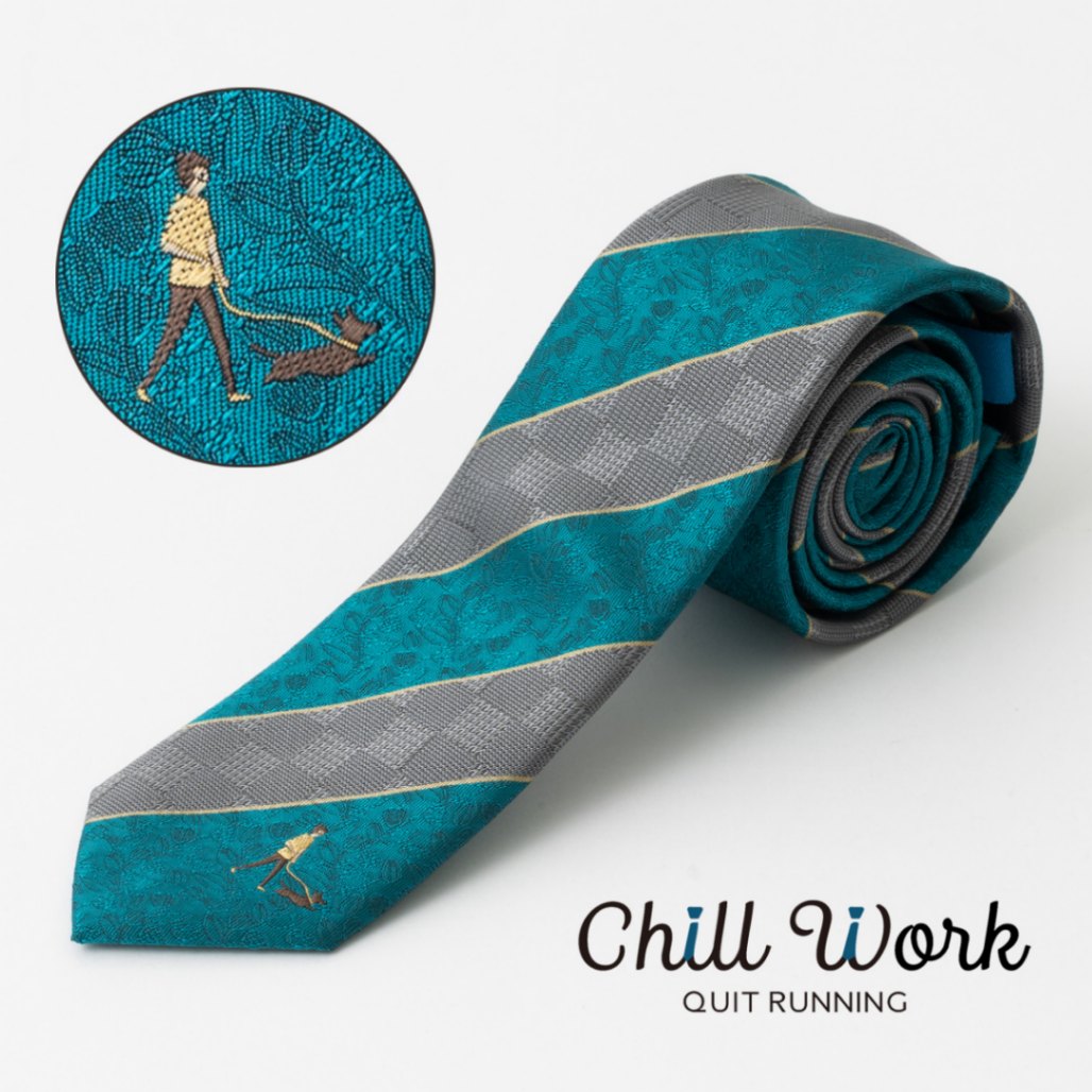 クイトランニング Quit Running,ネクタイ Quit Running | 犬好きの方に ドッグ デザイン ネクタイ 刺繍 洗えるイージーケア シルバー ブルー ストライプ 犬柄 散歩 ...