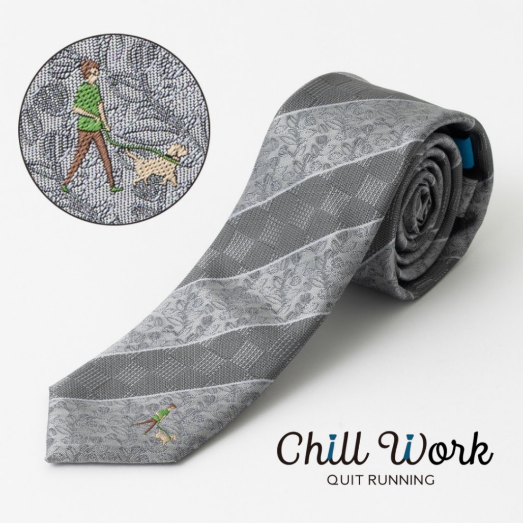 クイトランニング Quit Running,ネクタイ Quit Running | 犬好きの方に ドッグ デザイン ネクタイ 刺繍 洗えるイージーケア シルバー ストライプ 犬柄 散歩 ...