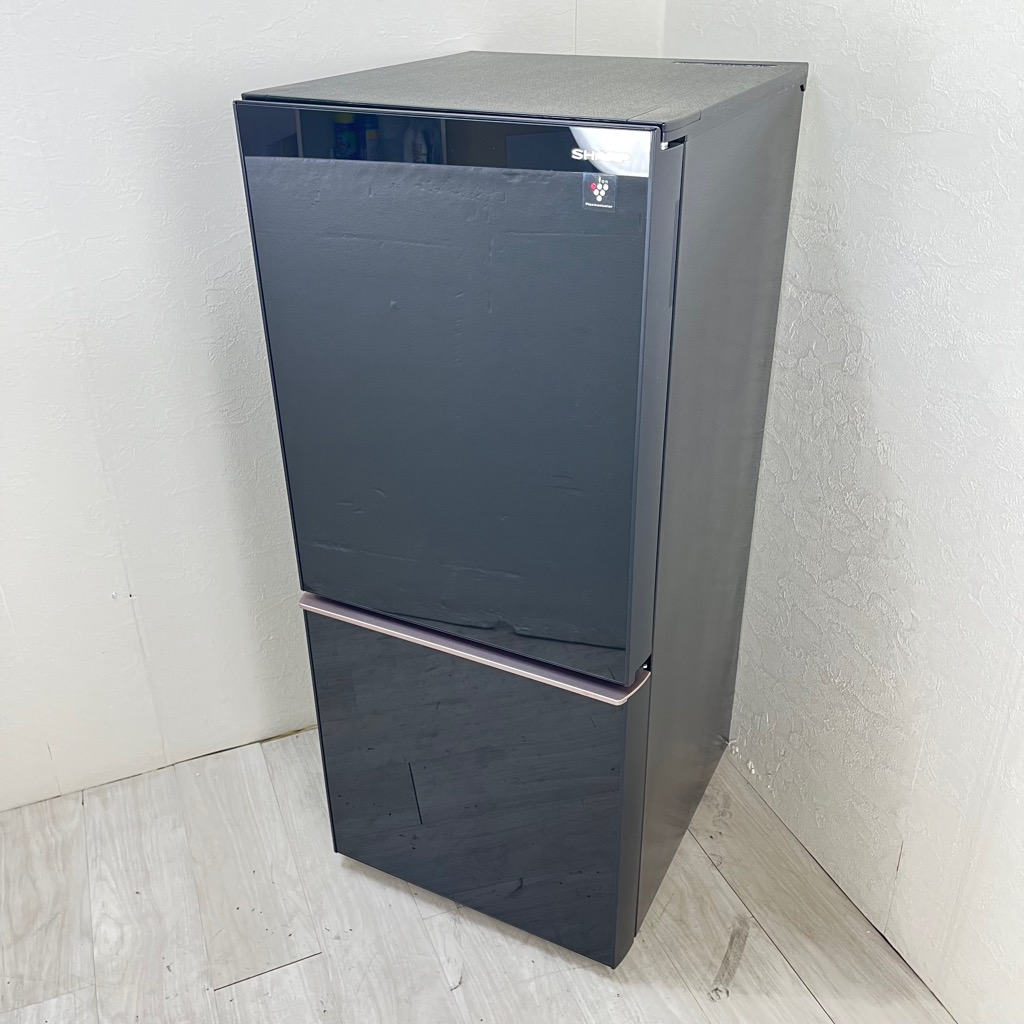 中古 137L ガラスドア 2ドア冷蔵庫 シャープ SJ-GD14E-B 2019年製 つけかえどっちもドア 自動霜取りファン式 6ヶ月保証付き