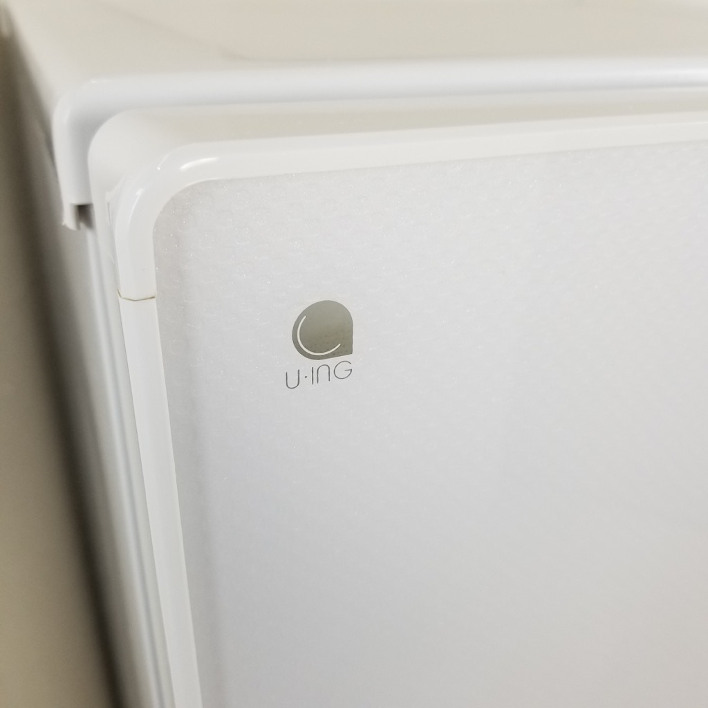 中古 2ドア冷蔵庫 ガラス扉 ユーイング UR-FG110J-W 2016年～2018年製 110L ホワイト 単身用 小型 小さい 白 かわいい 6ヶ月保証付き【型番掲載商品】