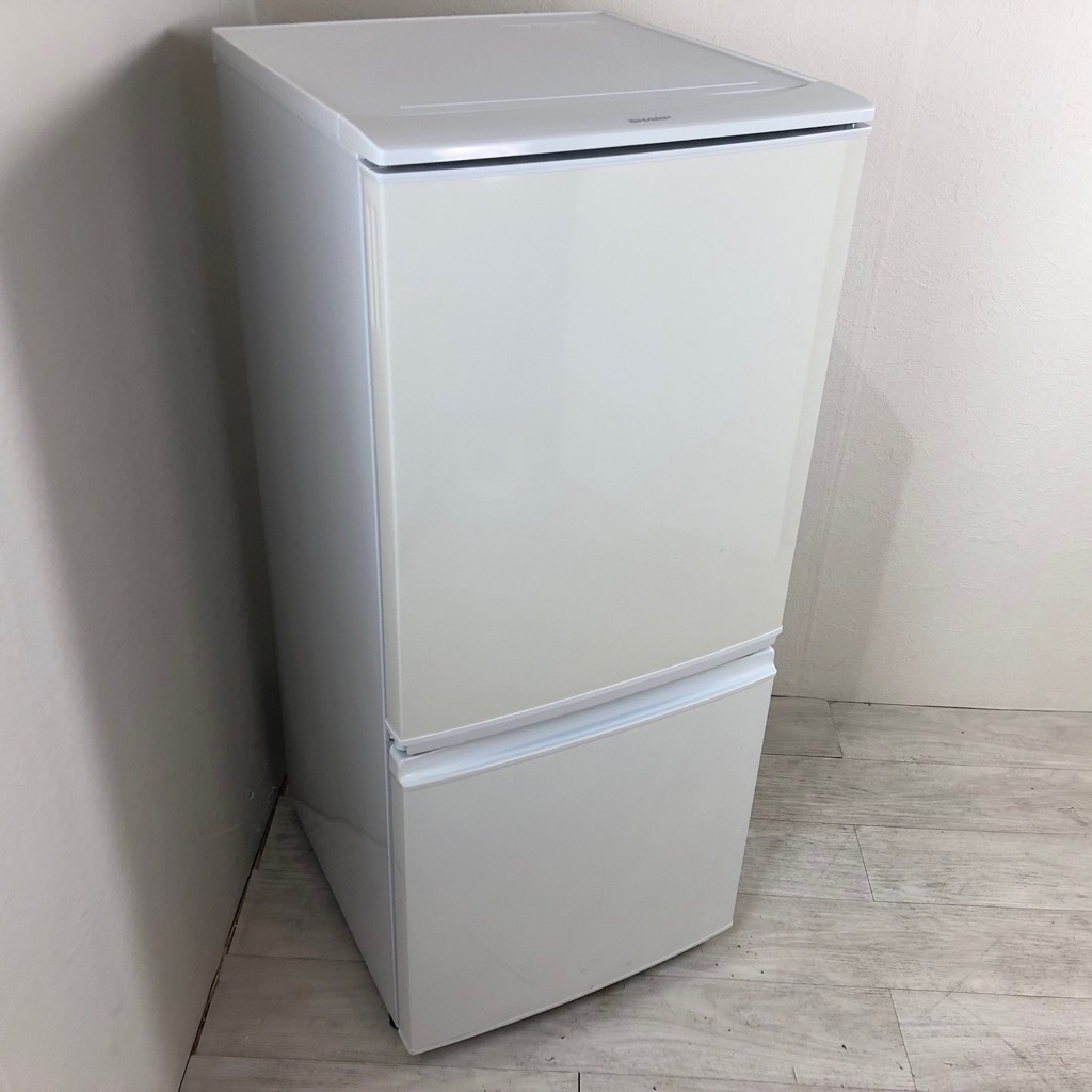 中古 137L 2ドア冷蔵庫 つけかえどっちもドア シャープ SJ-14Y-W 自動霜取ファン式 2013年製造 6ヶ月保証付き