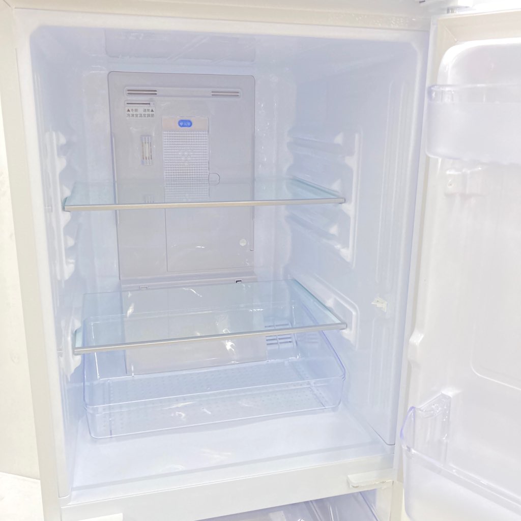 中古 137L ガラスドア 2ドア冷蔵庫 シャープ SJ-GD14E-W 2019年製 つけかえどっちもドア 自動霜取りファン式 6ヶ月保証付き