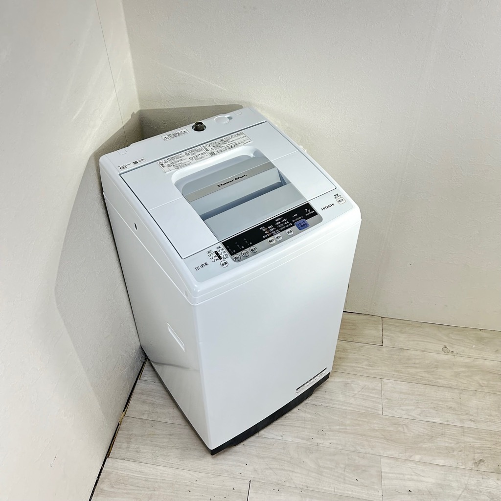 中古 全自動洗濯機 送風乾燥 7.0kg 白い約束 日立 ピュアホワイト NW-R704 2019年製 6ヶ月保証付き
