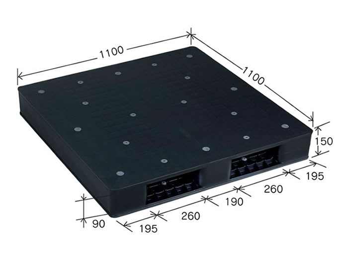 岐阜プラスチック工業 再生パレット JC-R2・1111C ブラック