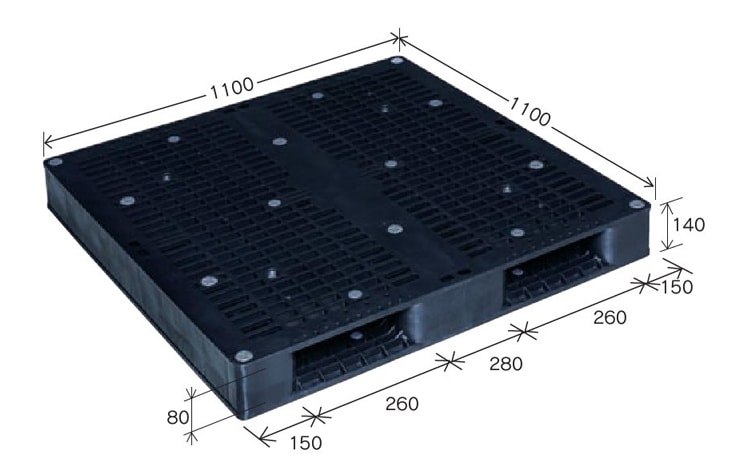 岐阜プラスチック工業 高強度パレット JH-R2･1111B ブラック