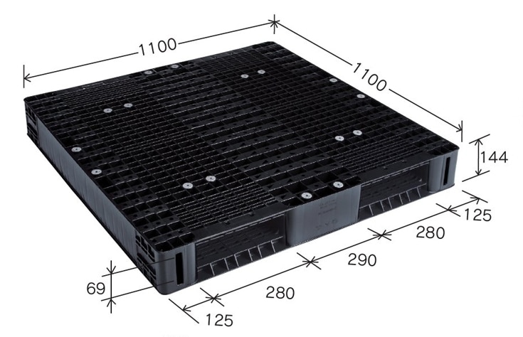 岐阜プラスチック工業 高強度パレットJH-R2･1111C ブラック
