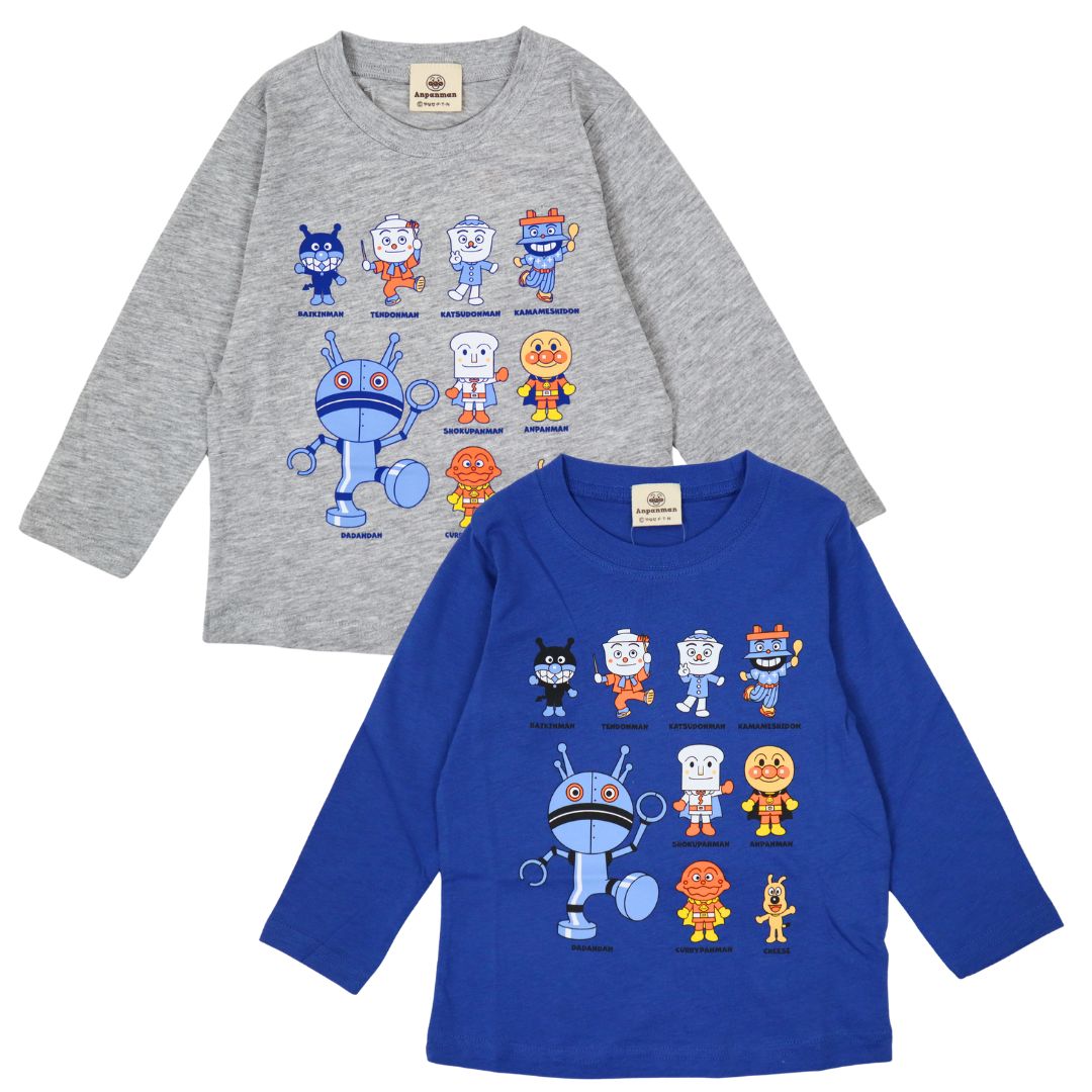 EA3482 アンパンマン だだんだん並び柄 長袖Tシャツ 綿100％ 90cm／95cm／100cm ベビー服 子供服 長袖 | キャラクター用品 | Rio莉緒小舗
