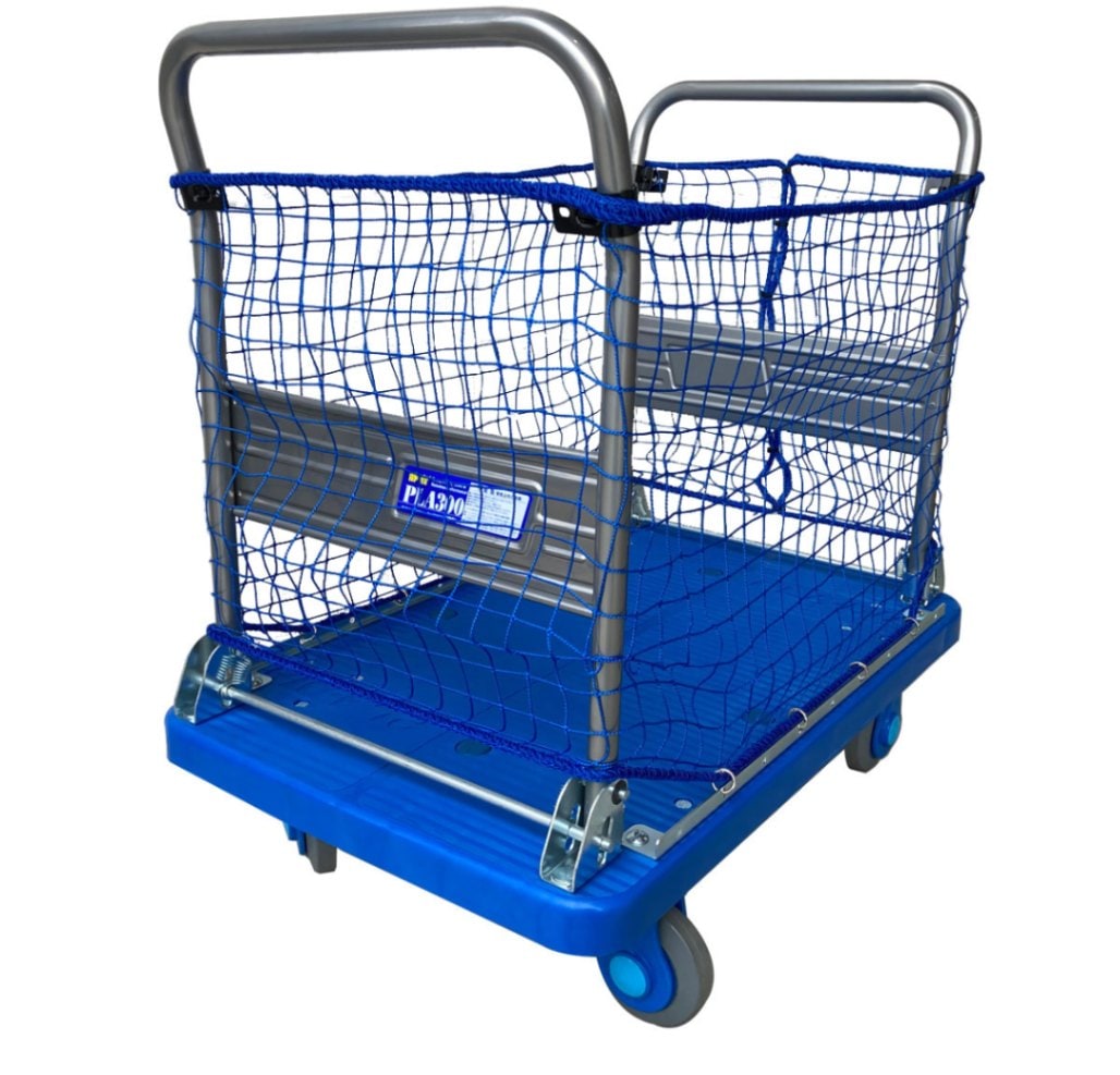 カナツー PLA300-DX-D（防護ネット付き） 樹脂製両袖ハンドル折りたたみ台車 静音台車 | カナツー,手押し台車,ハンドル折りたたみ台車,樹脂製（プラスチック）台車 | 物流機器が何で ...