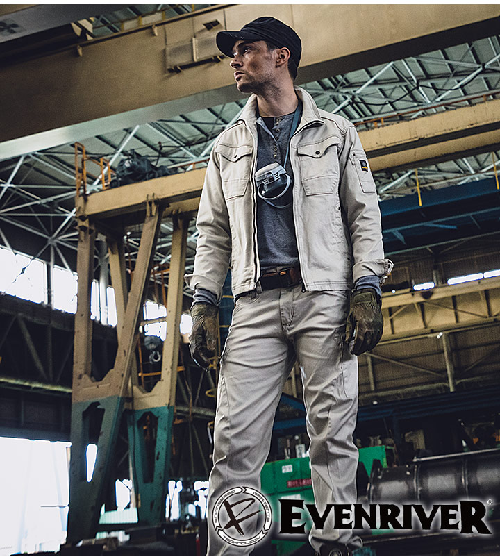 イーブンリバー ストレッチ ブルゾン 作業服 ERX207 EVENRIVER 春夏作業服 作業着 長袖ジャケット 長袖ジャンパー ソリッドシリーズ│作業服のだるま商店-本店