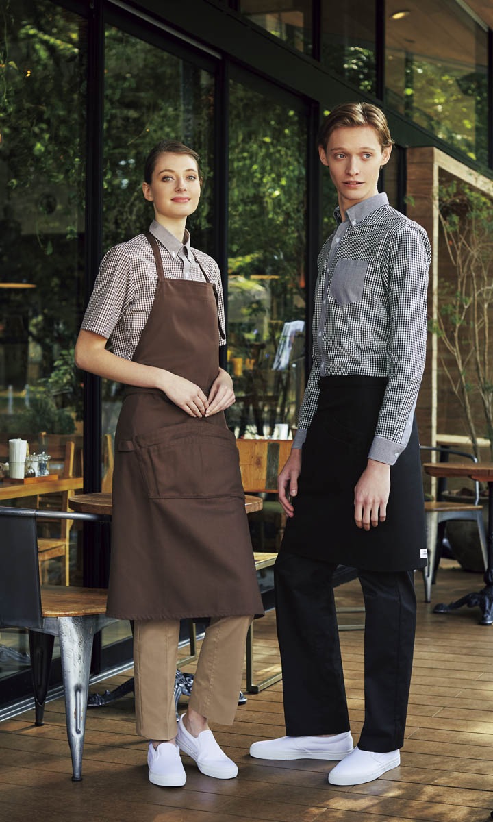 ボタンダウンシャツ EP-8534 半袖 メンズ レディース チェック柄 男女兼用 レストラン カフェ チトセ arbe アルベ【送料無料】│【公式】だるま商店本店