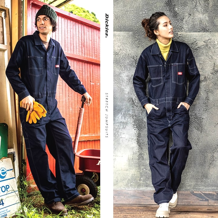 ディッキーズ 長袖つなぎ ストレッチ デニム コーデュラ D-756 作業服 作業着 Dickies【4L-5L】│作業服・作業着の通販サイト│だるま商店【公式】
