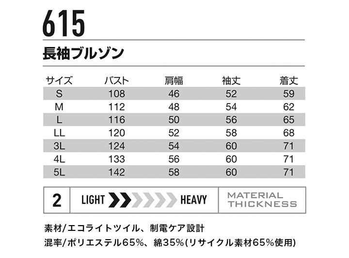 バートル ブルゾン 615 春夏 ジャケット メンズ 制電 BURTLE【4L-5L】│作業服・作業着の通販サイト│だるま商店【公式】