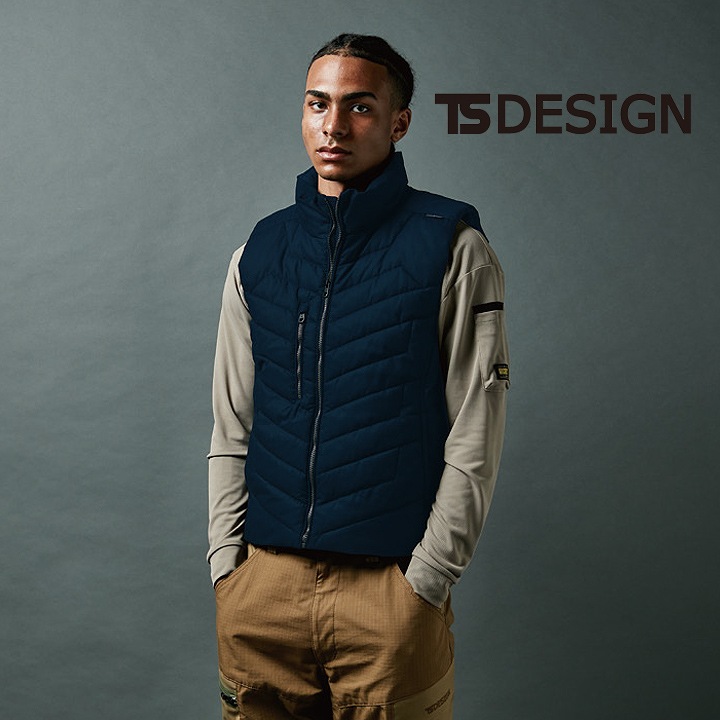 TSデザイン 作業服 防寒ベスト TS-DESIGN 3528 ライトウォームベスト 防寒着 作業服 作業着 軽量 保温性 防寒服 藤和【4L-5L】│作業服・作業着の通販サイト│だるま商店【公式】