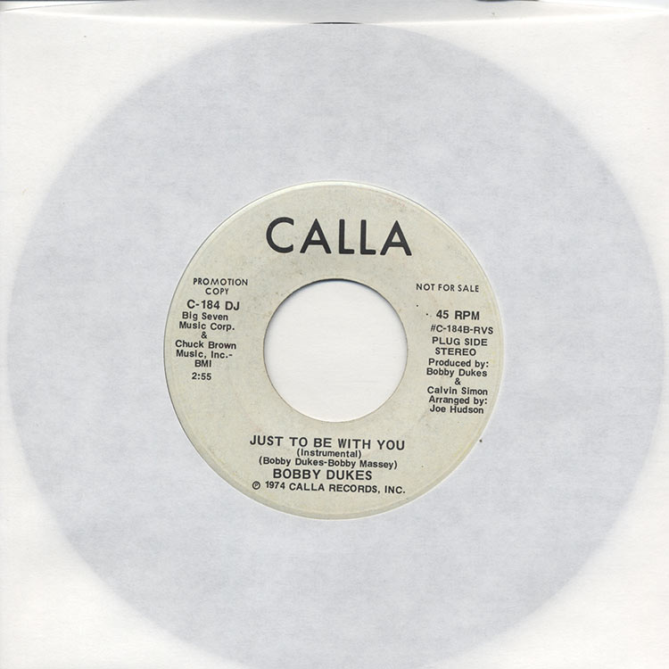 Bobby Dukes - Just To Be With You (Instrumental) (Used 7") - デシネ・ショップ ...