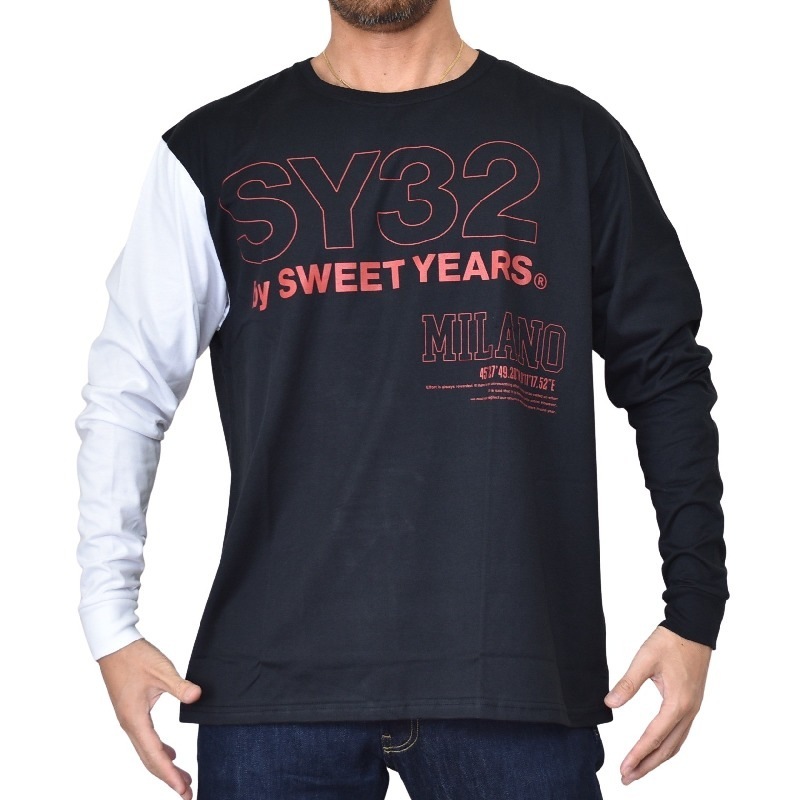 【SALE】 【別注】 大きいサイズ メンズ SY32 by SWEET YEARS スウィートイヤーズ STICK OUT LOGO L/S TEE ロンT 長袖Tシャツ XXL XXXL ...