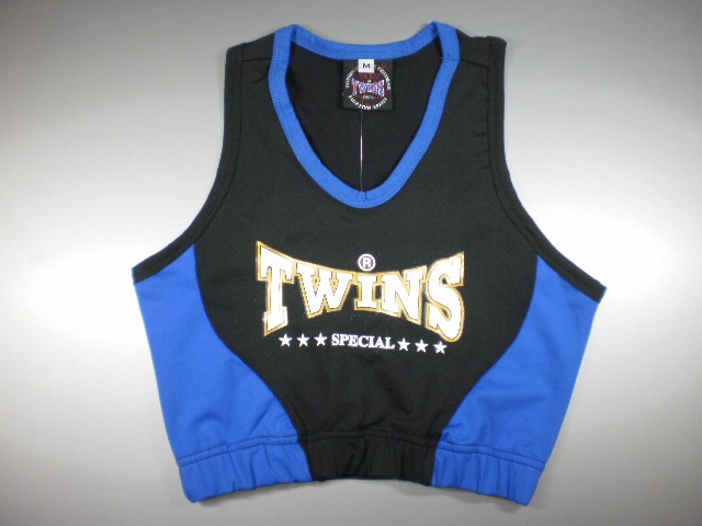 タンクトップ （ツインズ） 女子用ハーフ 黒・青 【Mサイズ】 | ファイトウェア,ツインズ | | ムエタイショップ TEAM DEVIL666