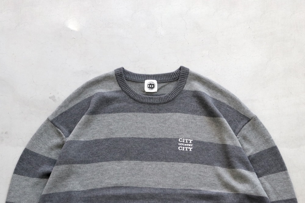CITY COUNTRY CITY (シティー カントリー シティー) "EMBROIDERED LOGO BORDER KNIT ...